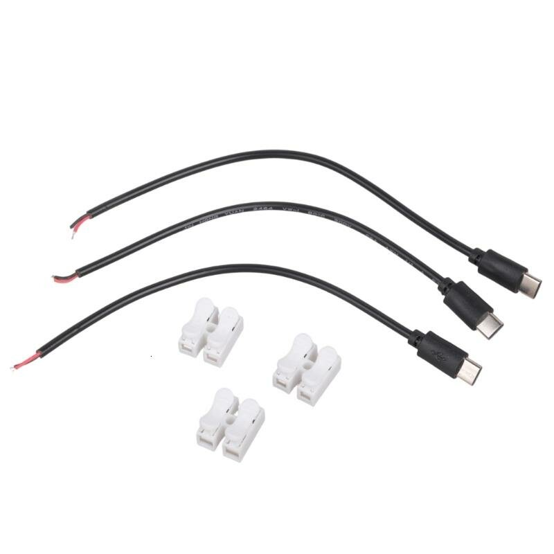 USB-C кабель с оголенными проводами 2 pin, прямая голова