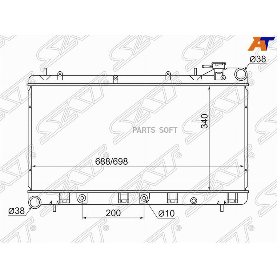 Радиатор Subaru Forester 97-02 / Impreza 92-00 от официального дистрибьютора, SAT, артикул SB00012R