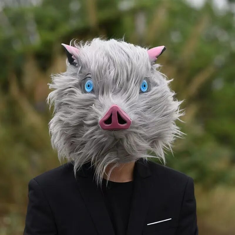 Карнавальная маска Истребитель демонов Иноске Хашибира Demon Slayer латекс