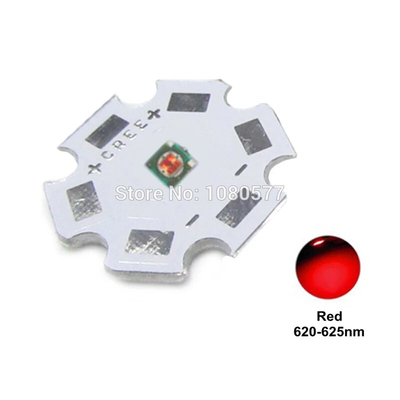 Cree LED XPE XP-E R3 светодиоды 1Вт-3Вт, красный, зеленый, синий Red 620nm-630nm, With 20mm PCB x10pcs