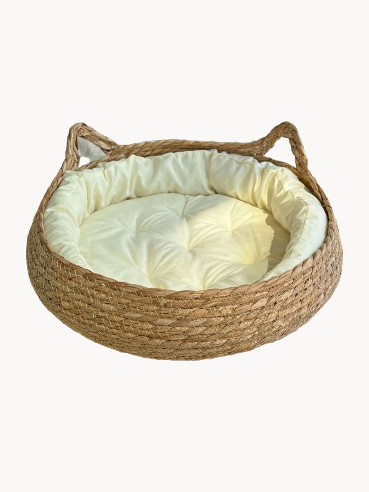 Лежанка / корзинка плетеная для кошек и собак маленьких пород с подушками, Pokupki-Tut, 45х15, цвет бежевый