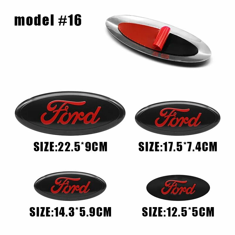 Для Ford Focus Fiesta Ranger Mondeo Kuga Mustang 11,5 см 14,3 см 17,5 см 22,5 см логотип автомобиля капот задний багажник эмблема значок аксессуары 1Pcs 12.5x5cm, Ford Model 16