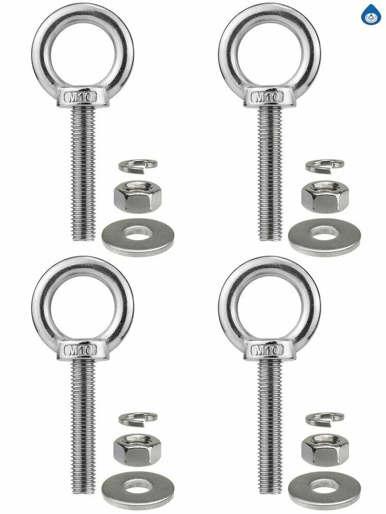 Рым-болт м8 нержавейка сталь, м10x50 мм длинный Рым болт и гайки, 4 шт