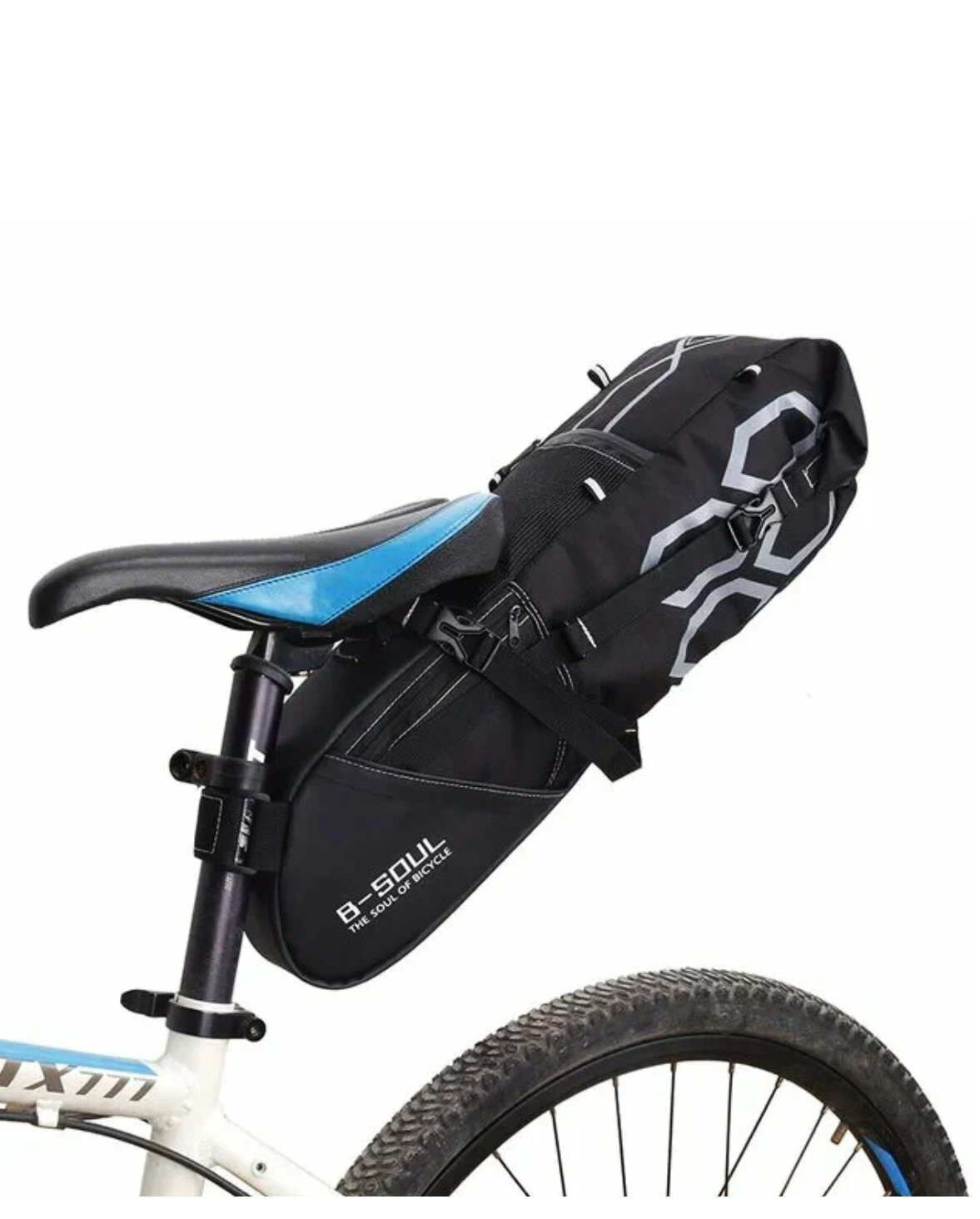 Водонепроницаемая велосипедная Сумка B-Soul за подседельный штырь, 650х155х140 мм, 12л, чернаяВодонепро