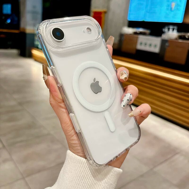 Чехол для iPhone 17 Air прозрачный с боковыми сенсорными кнопками, тонкий магнитный защитный чехол для полной защиты