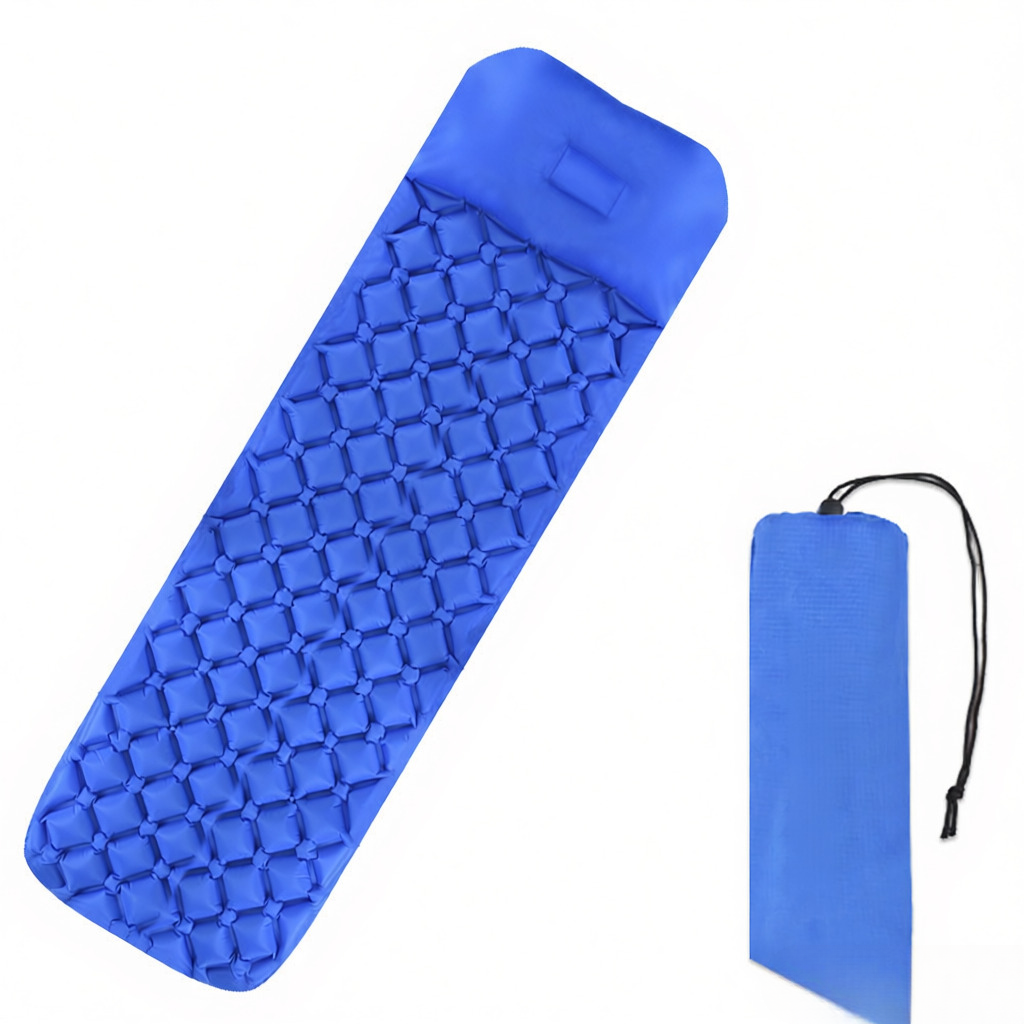 Кемпинг Матрас для Сна с Подушкой Ультралегкий Надувной Матрац Воздушный для Выходов в Наружу Кемпинга Горных Походов Пеших Походов Пикников Материал 20D Нейлон Цвет Тёмно-Синий Зелёный Серый Светло-Синий Размер Примерно 190*60см Пакет Размер Примерно