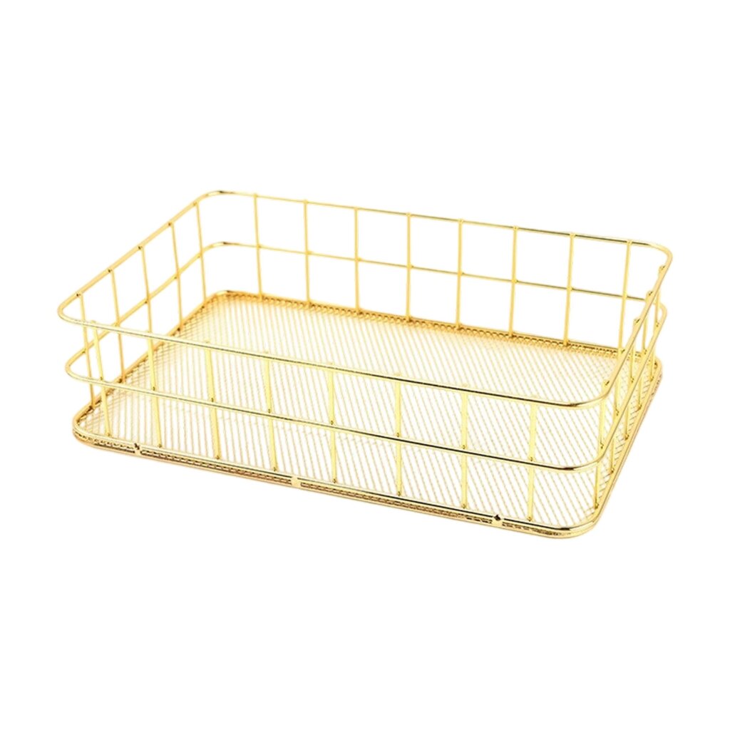 Элегантный Золотой Металлический Сетчатый Контейнер Для Косметики Закусок Предметов Домашнего Обихода Прочный