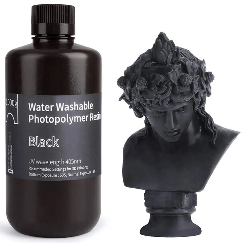 Фотополимерная смола Elegoo Water Washable Resin, черная, black, 1 л