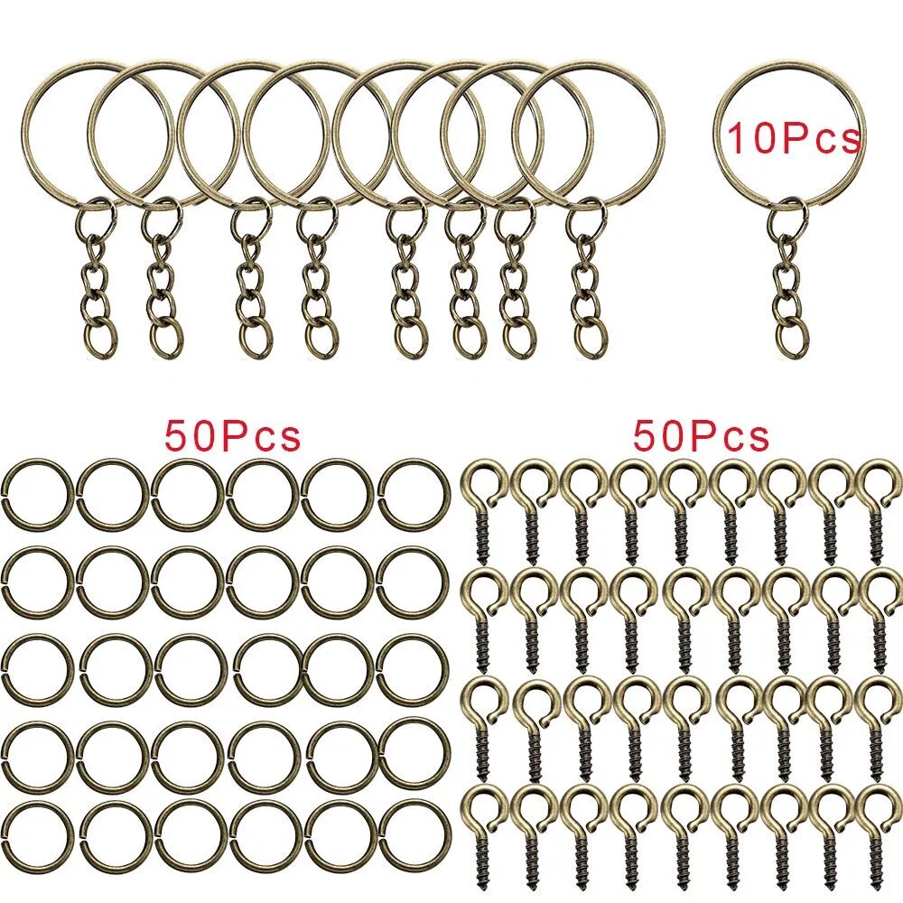 Фурнитура для брелков, кольца с цепочкой и соединительным кольцом, основа для брелока, 10 штук