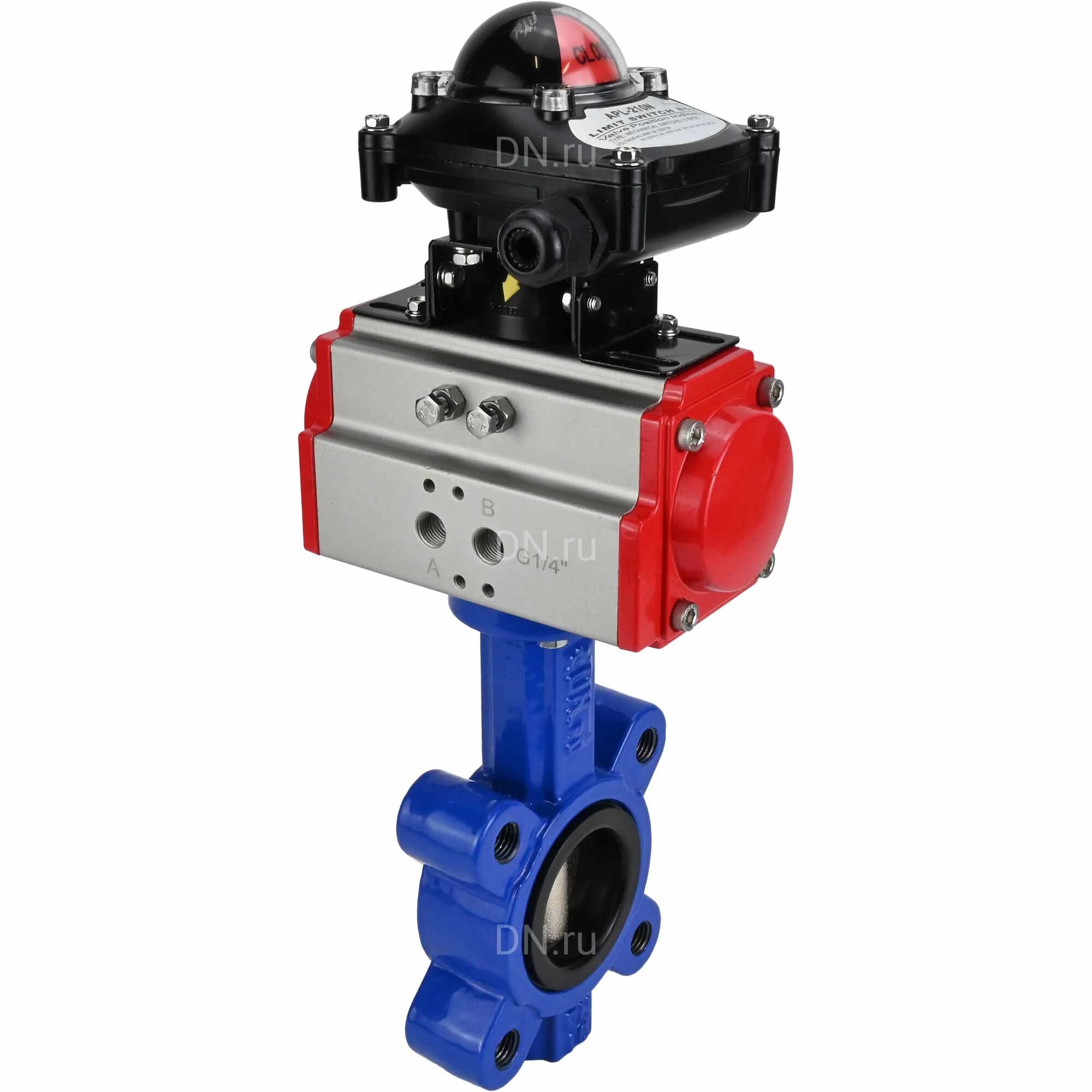 Затвор DN.ru QT450-QT450-EPDM-2W-Fb-H Ду100 Ру16, с пн. прив. SA-130 и БКВ LSB-210