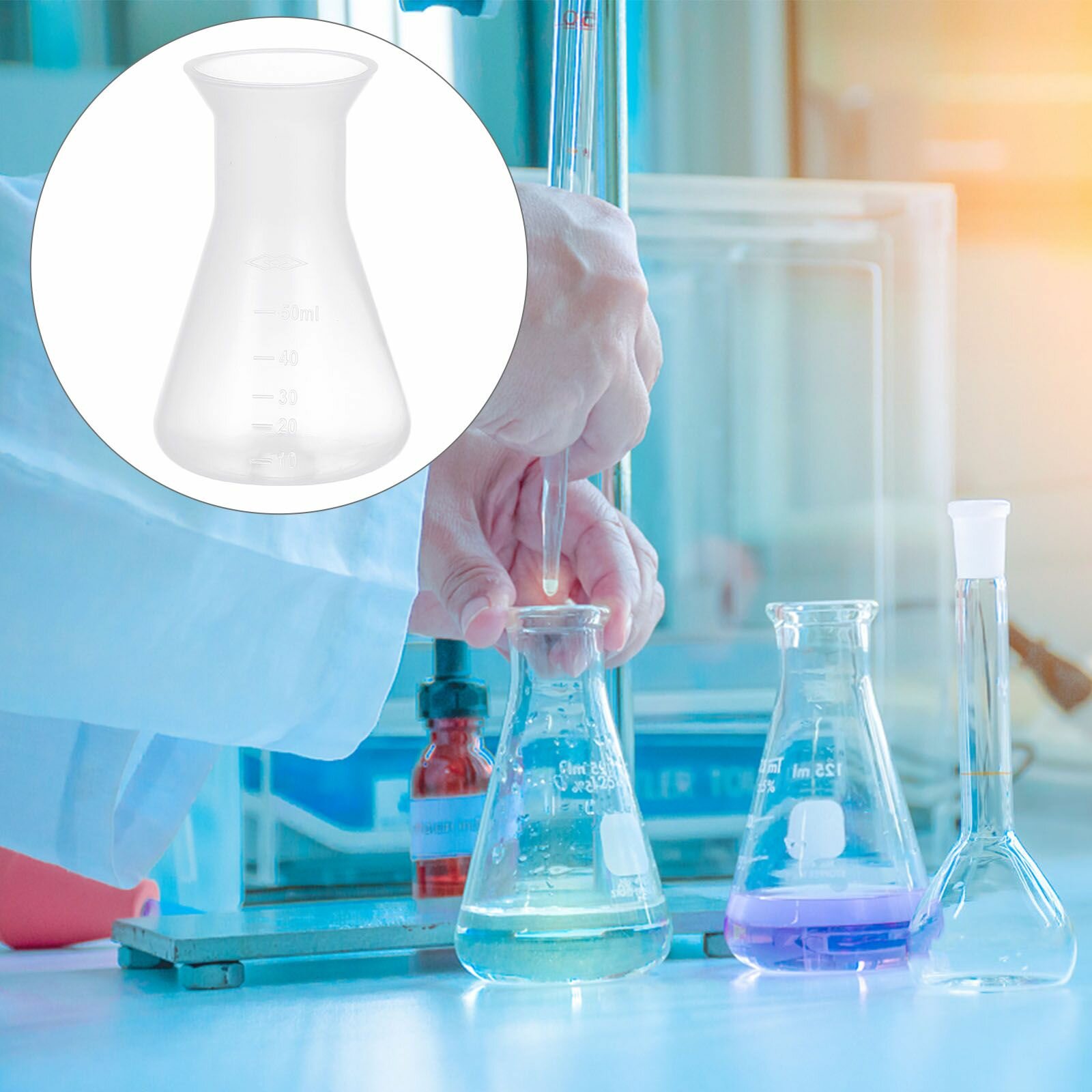 5 Штук Прозрачных Пластиковых Конических Колб, Из Пп, Для Химических Экспериментов