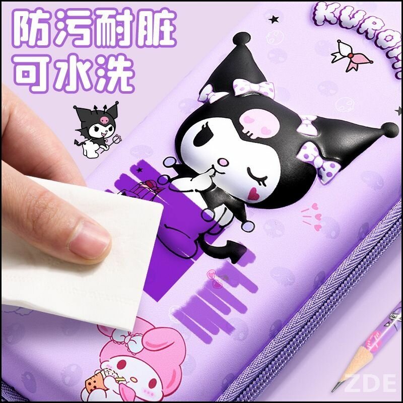 Большой розовый школьный пенал аниме куроми kuromi для девочек подростков для карандашей для школы