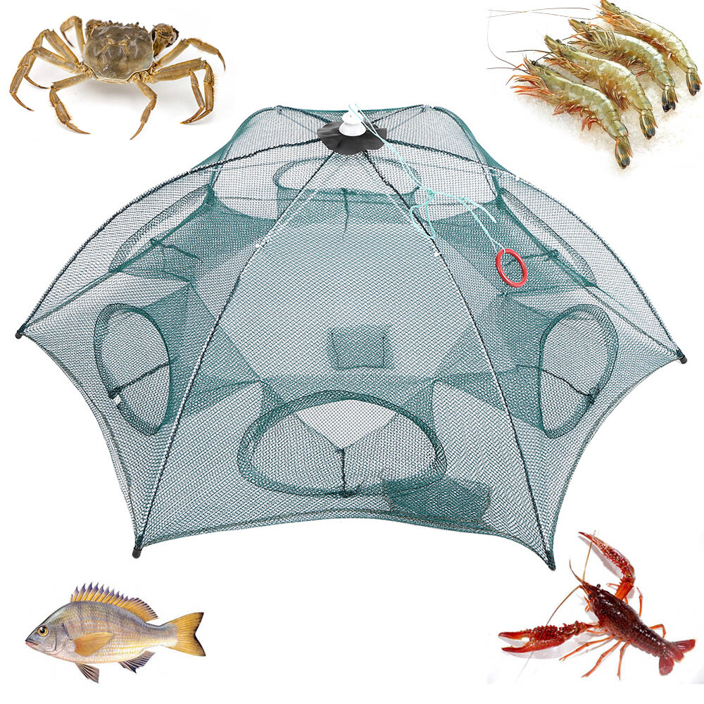 Автоматическая ловушка для рыбы с 4/6/8/10 отверстиями, портативная складная сеть для рыбы, ловушка для креветок, мальков, крабов, сетчатая клетка