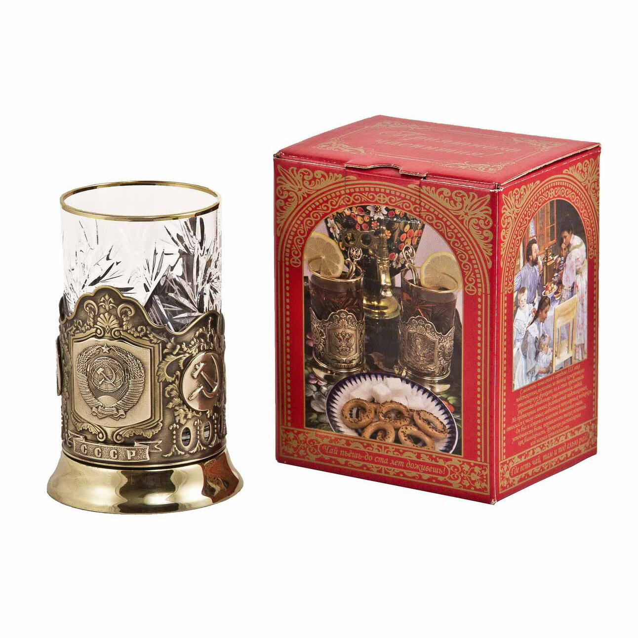 Подстаканник "СССР" (стакан - хрусталь, картонная коробка) ПДЛ-419К
