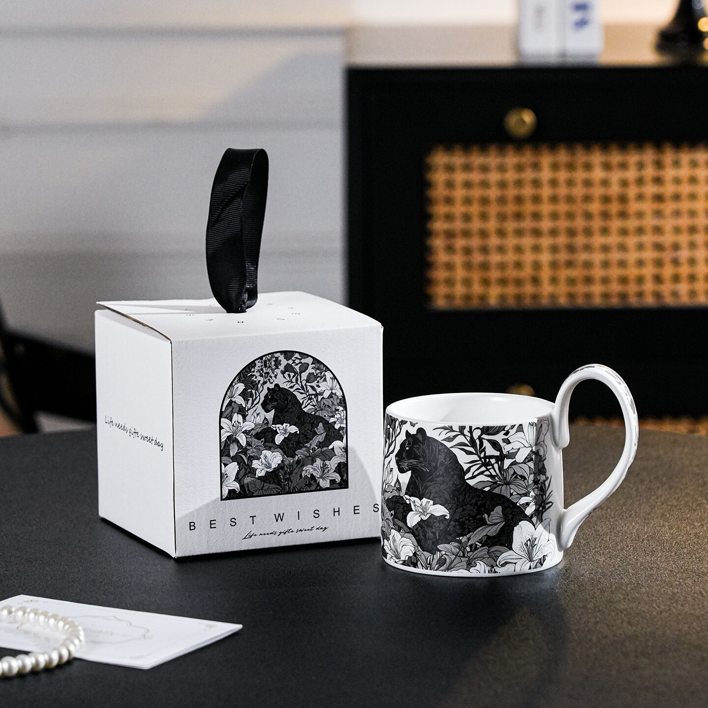 Набор керамических кружек Veloce с цветочным леопардовым принтом, креативная чашка для воды, высококачественная подарочная коробка, бизнес-сувенир