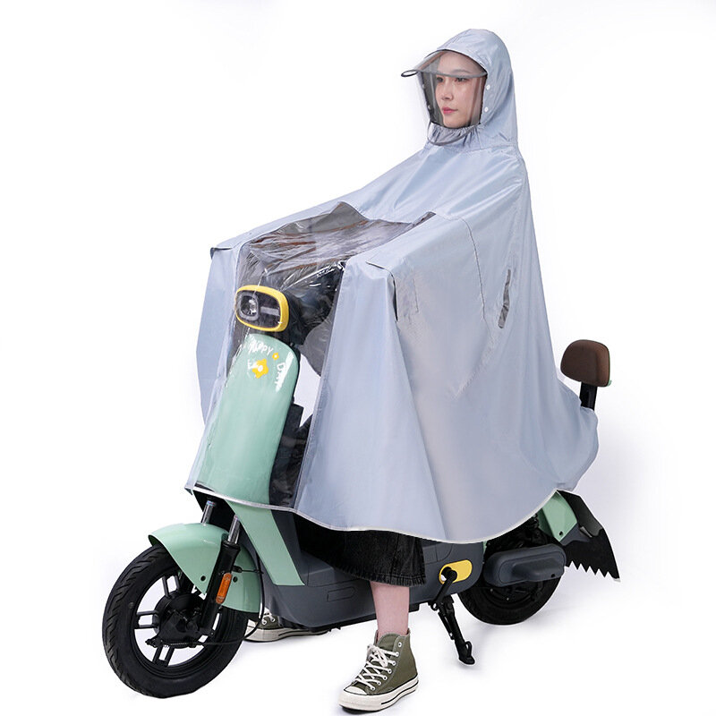Дождевик для электросамоката, утолщенный и удлиненный, с чехлом для ног, из оксфордской ткани, с отражающим дождевиком и видимой приборной панелью для электросамоката на одного человека