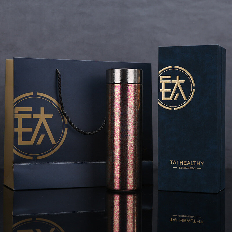 Премиум титановый термос с разделением чая, 500 мл для бизнеса и открытого воздуха — Красный