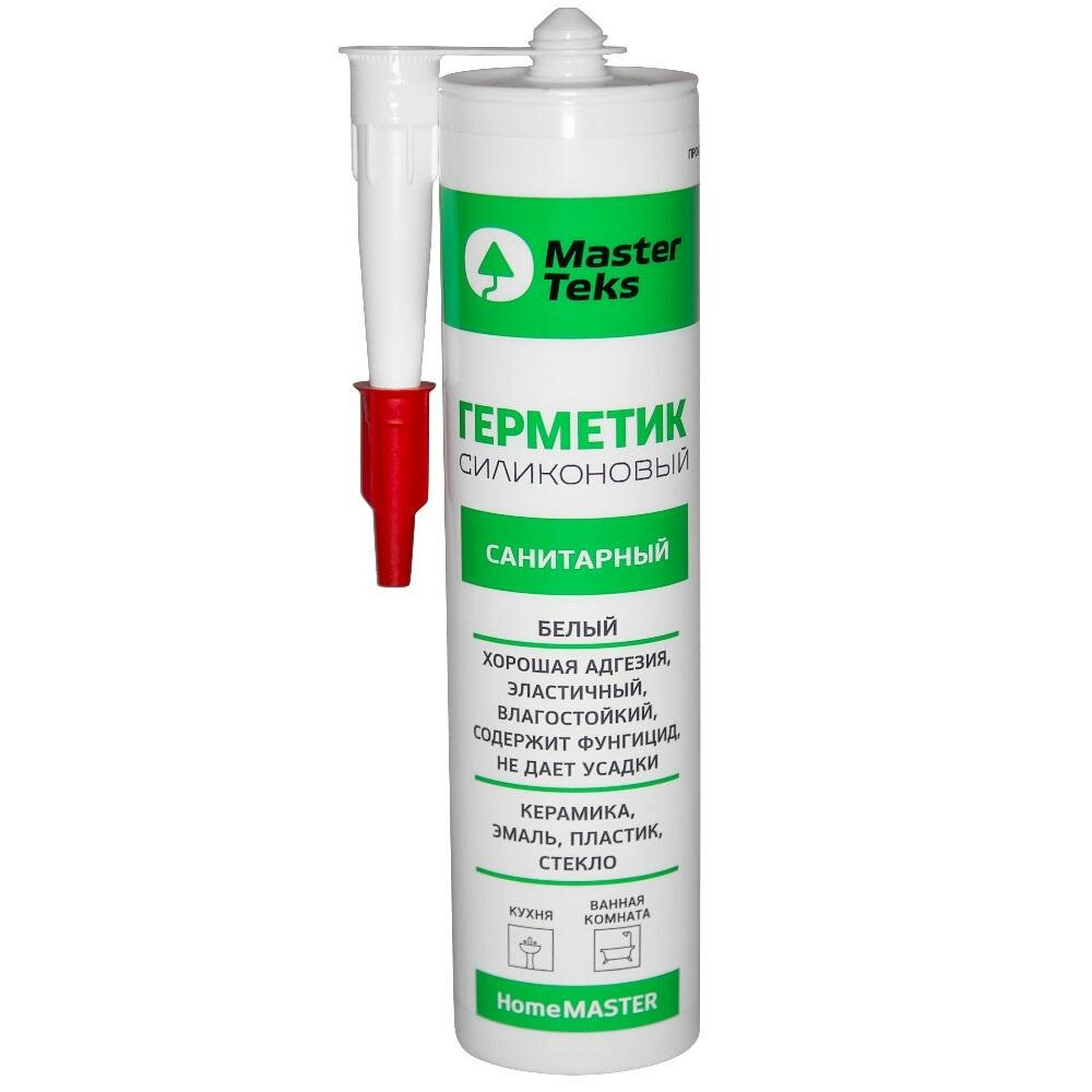 Герметик силиконизированный MASTERTECS HOMEMASTER ванна/кухня белый 260МЛ нева