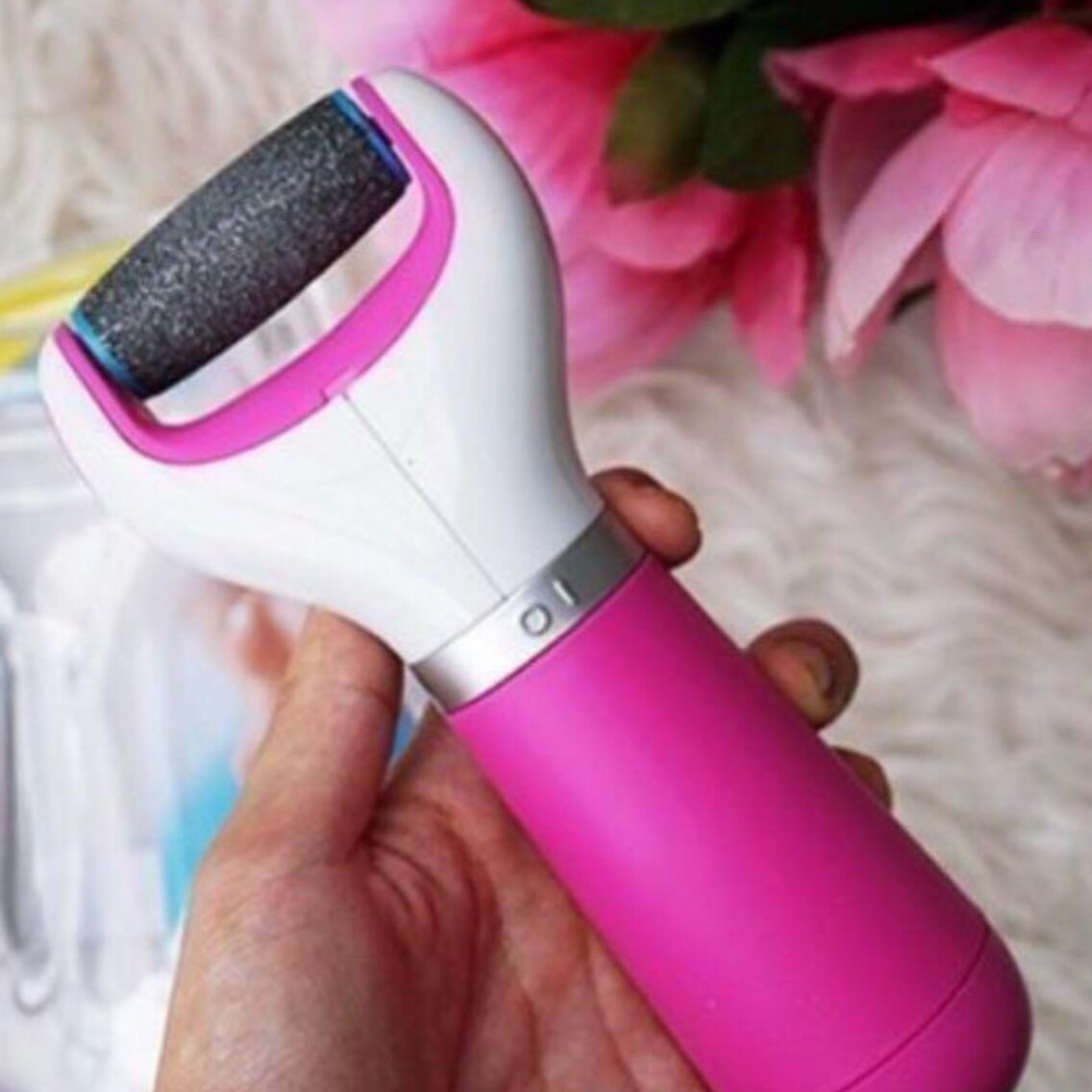 Роликовая пилка Pedi Spin, для педикюра, питание от батареек, розовая