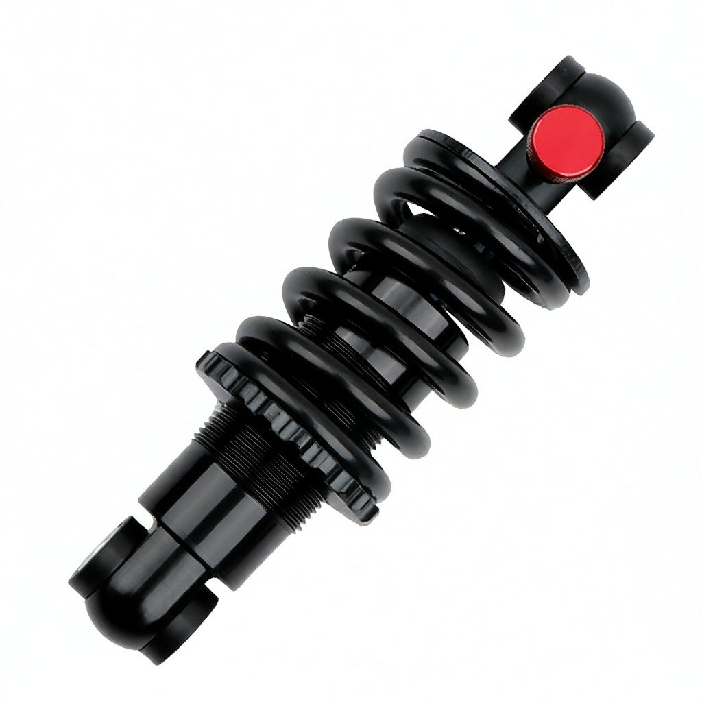 Пружинный амортизатор задний с 2 системными регулировками для велосипедов Downhill MTB и электросамокатов, длина (от глаза до глаза) 125мм/150мм/165мм/190мм, жесткость пружины 550lbs/650lbs, ход 18мм/30мм/38мм/50мм, длина пружины 57мм/82мм/93мм/115мм,