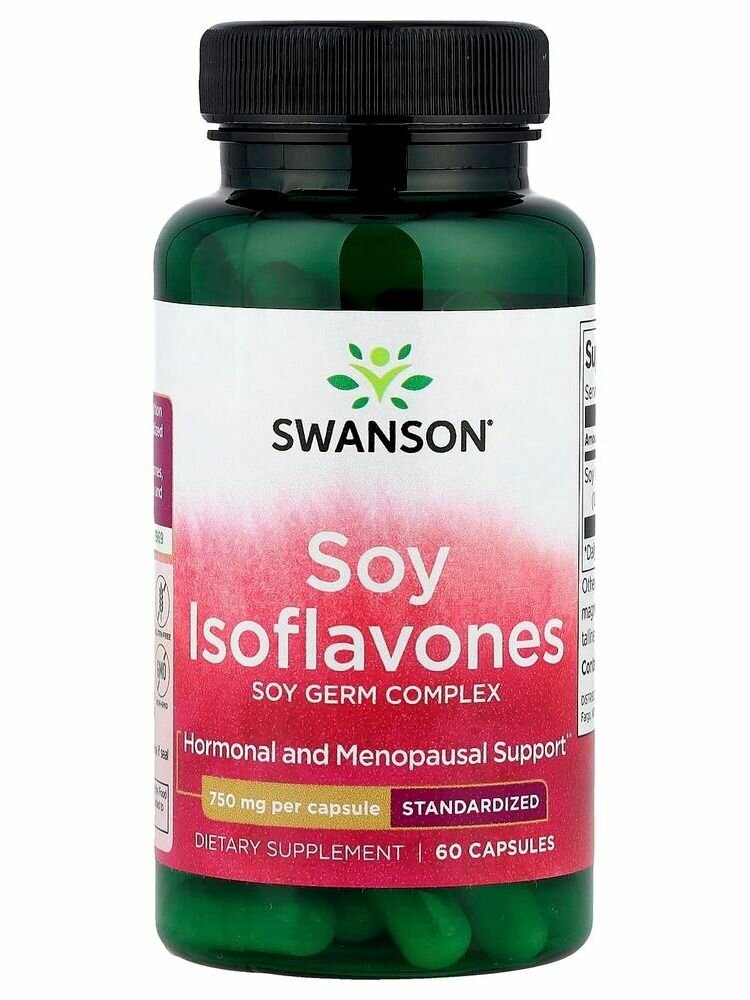 Изофлавоны сои, 750 мг, 60 капсул, Swanson