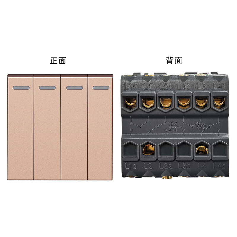 Кросс-бордерные аксессуары для настенных золотых выключателей и розеток типа 86, стеклянная рамка и модуль на 52 функции, которые можно свободно комбинировать