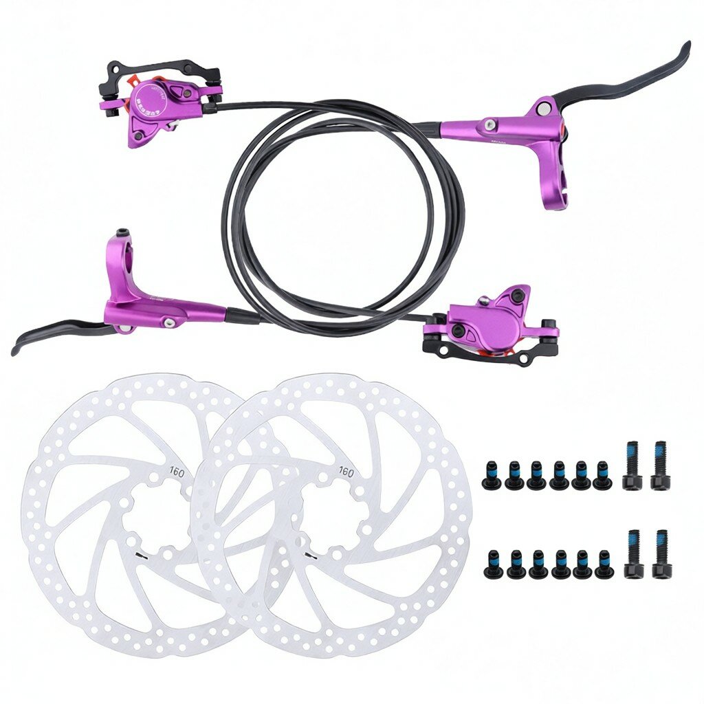 MEROCA Набор гидравлических дисковых тормозов для велосипеда MTB Oil Disc Brake Передний Задний Клапаны Тормозные Клещи с дисками 160mm для горного велосипеда Цвет Черный Красный Синий Фиолетовый Золотой Материал Алюминиевый сплав Длина трубки Передняя