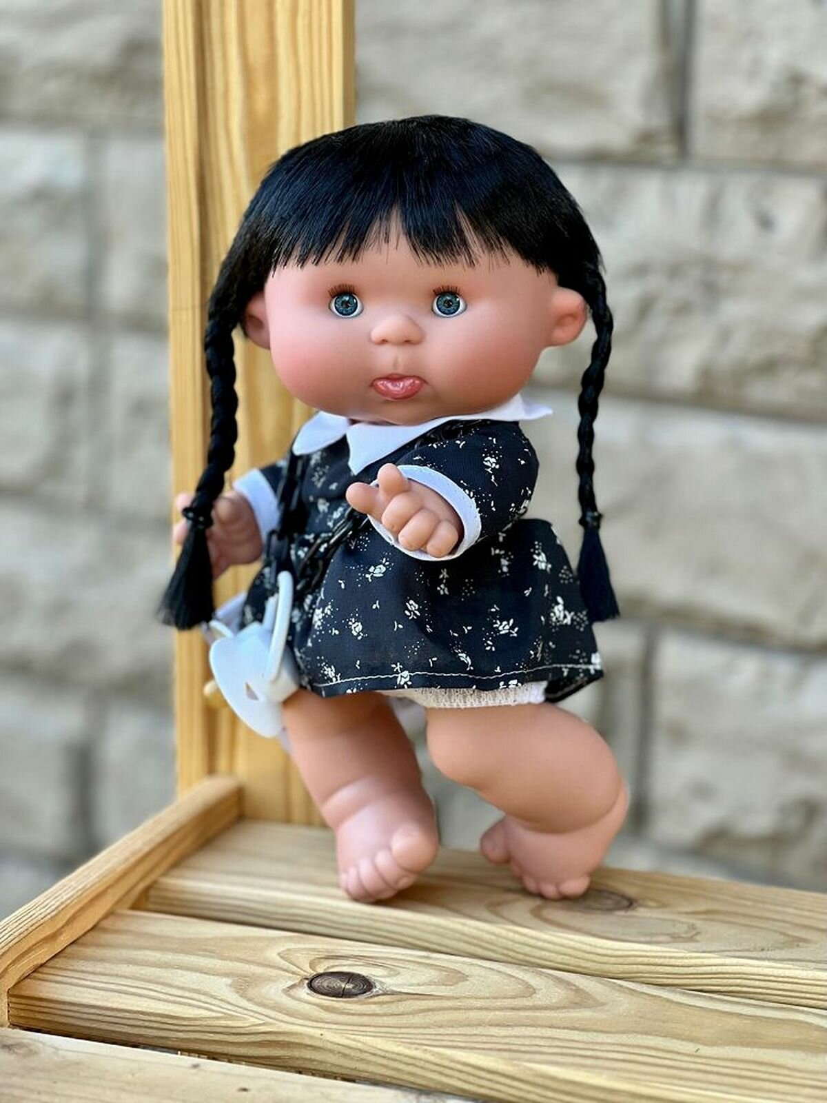 Пупс Nines 26 см PEPOTE BLACK с закрывающими глазками
