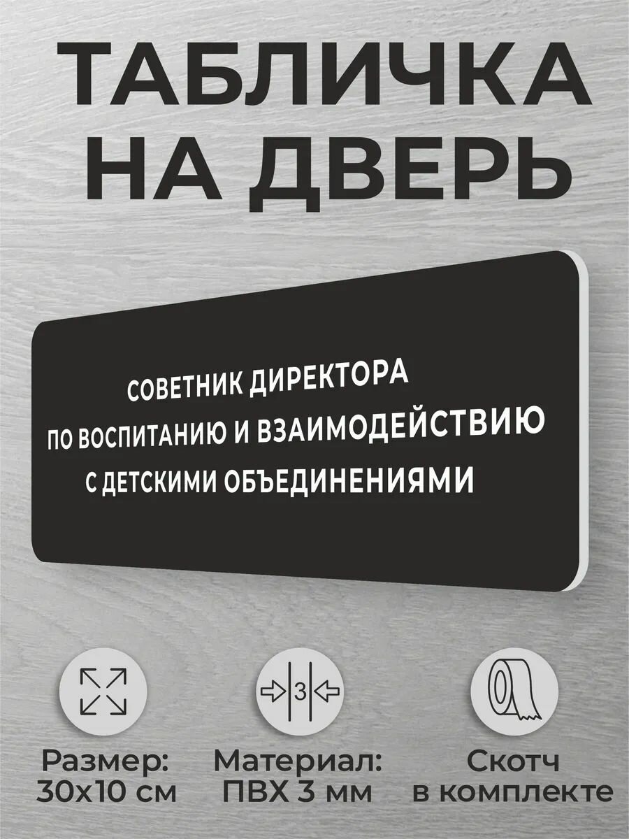 Школьная табличка на дверь Советник директора по воспитанию