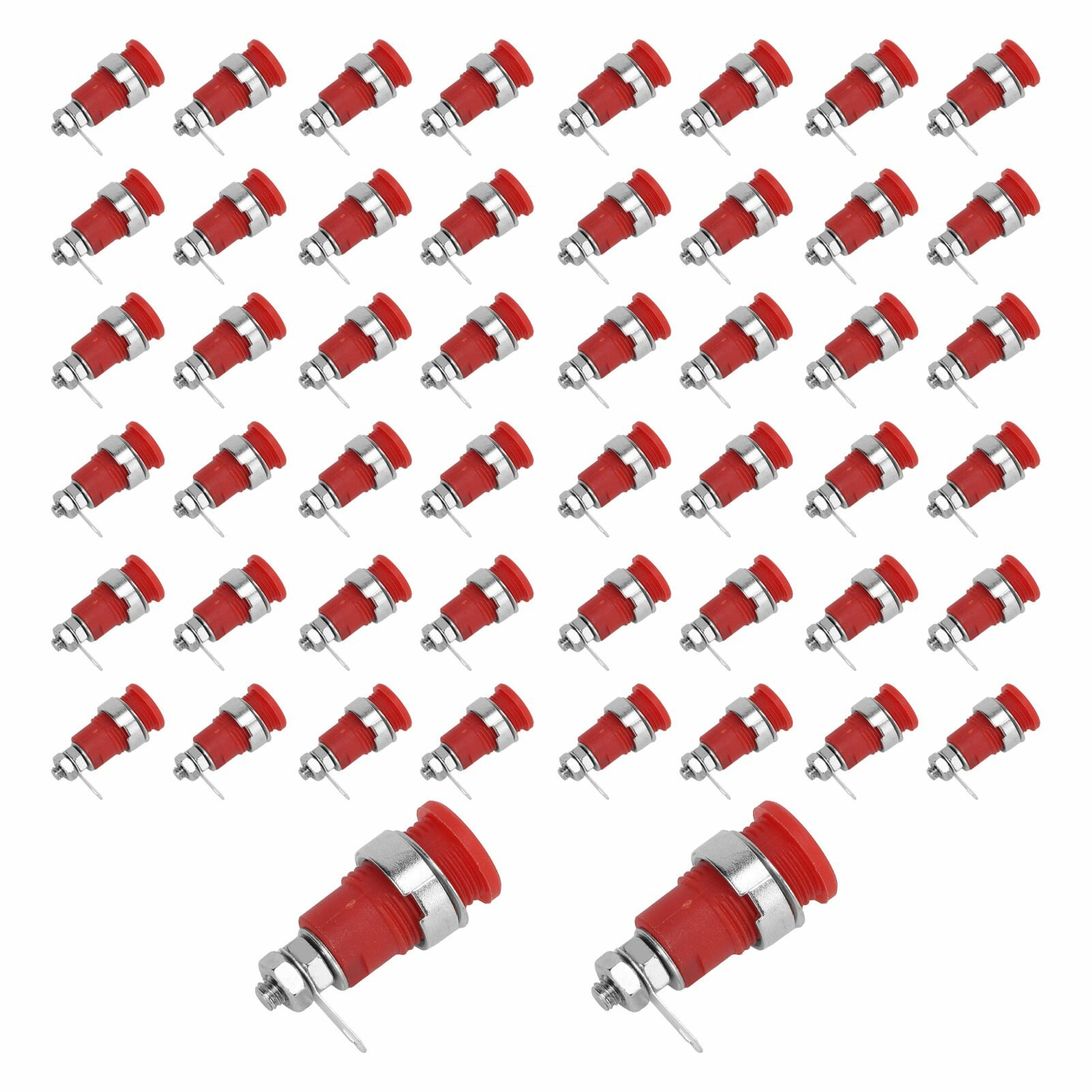 50 шт. красных медных банановых розеток 4 мм для точных электроизмерений
