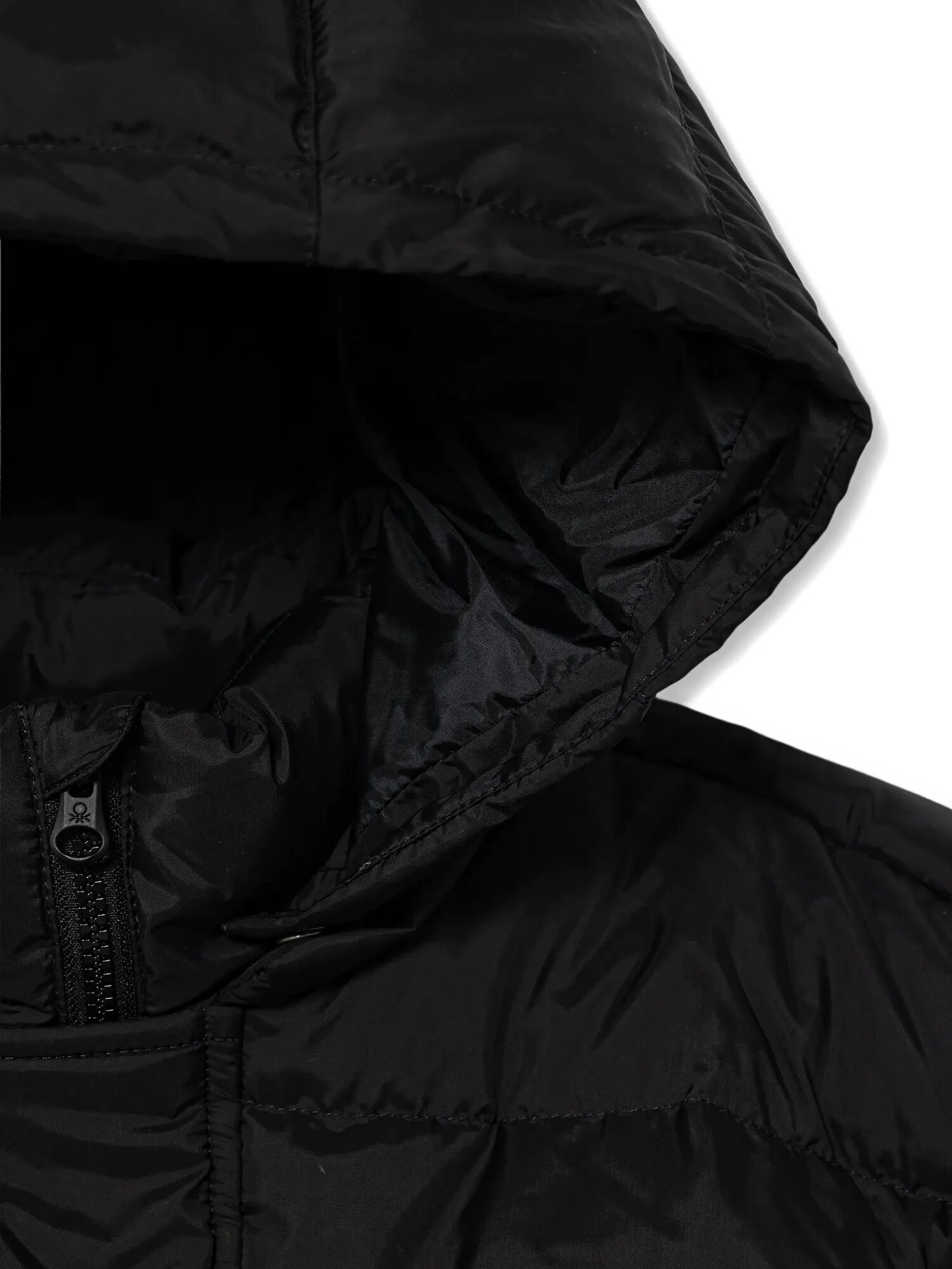 Пуховик UNITED COLORS OF BENETTON Hooded padded coat, размер 8 лет, черный/серый металик — фото 1