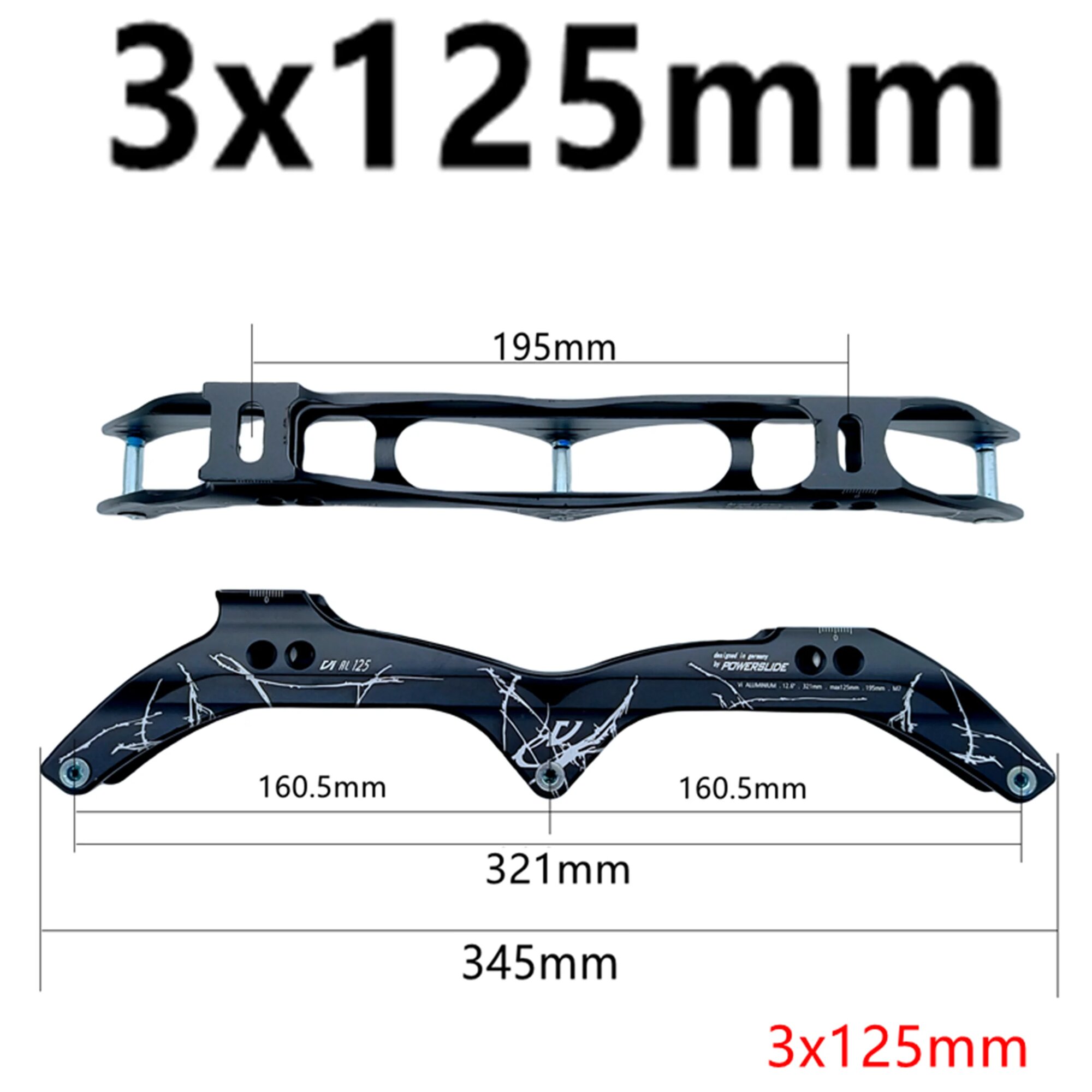 Рама для роликовых коньков 3x125/110/90/100 мм 3x125mm
