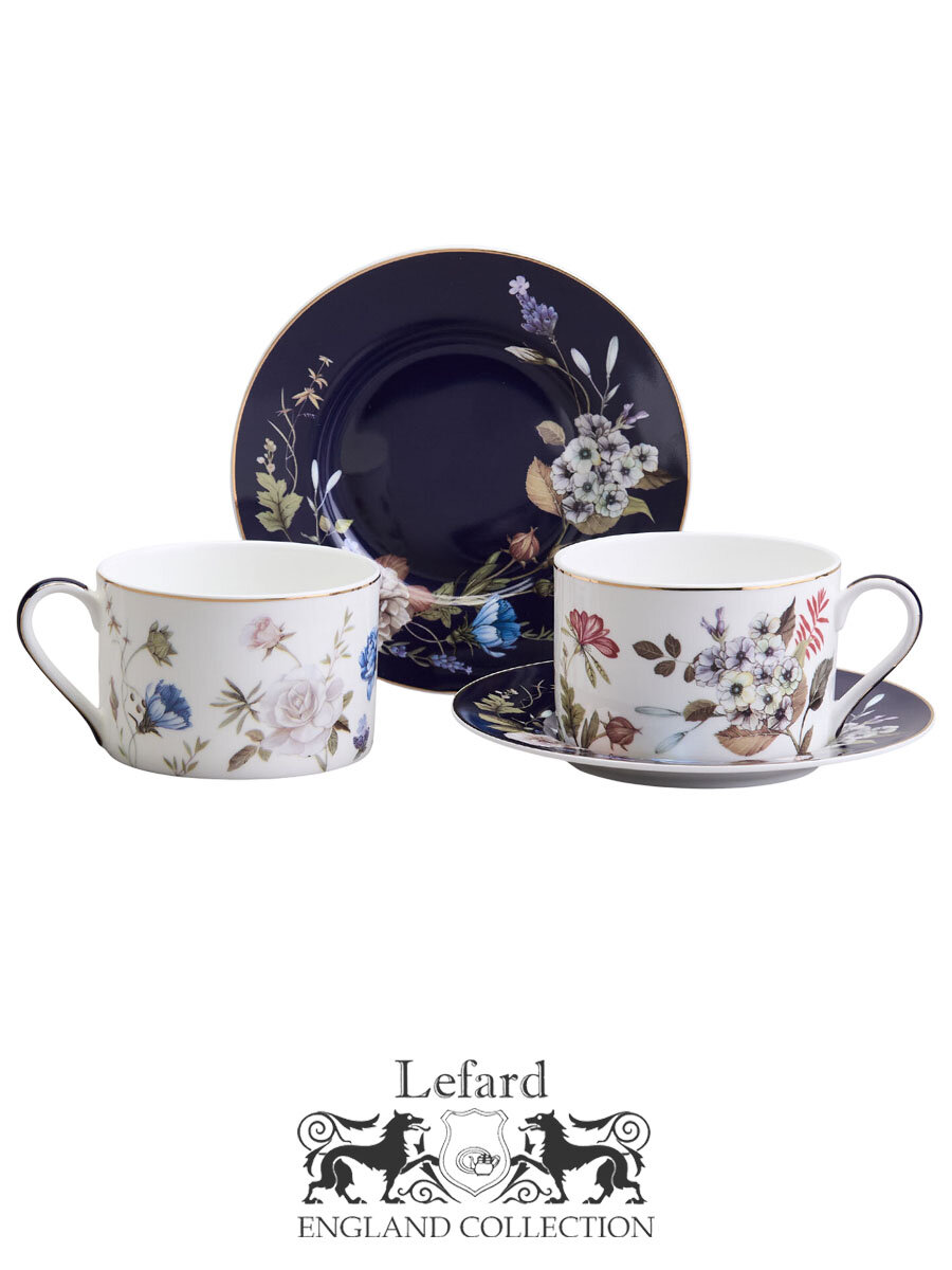 Чайный набор фарфоровый Lefard Belle 190 мл, 4 предмета, 2 персоны