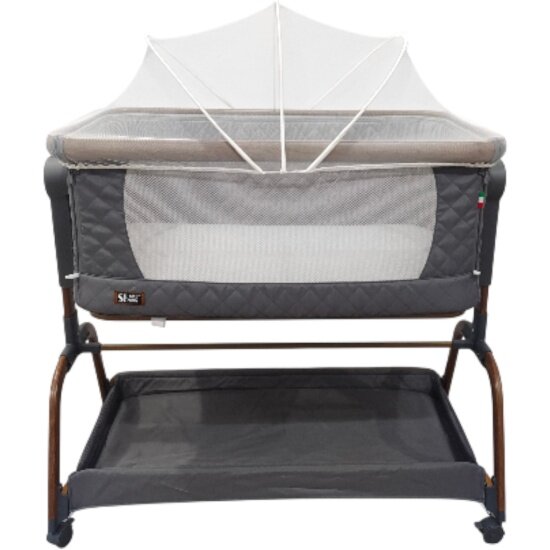 Колыбель приставная Sweet Baby Amici темно серая /дуб