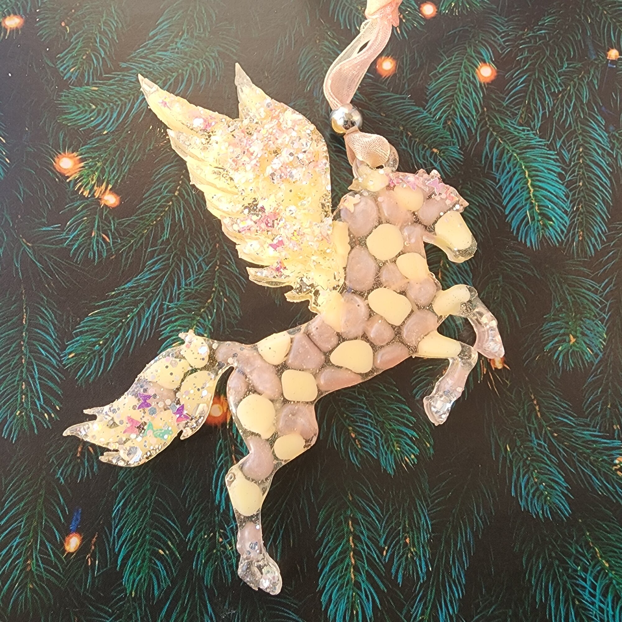 Ёлочное украшение "Огненная лошадь" Пегас ручной работы символ нового 2026 года