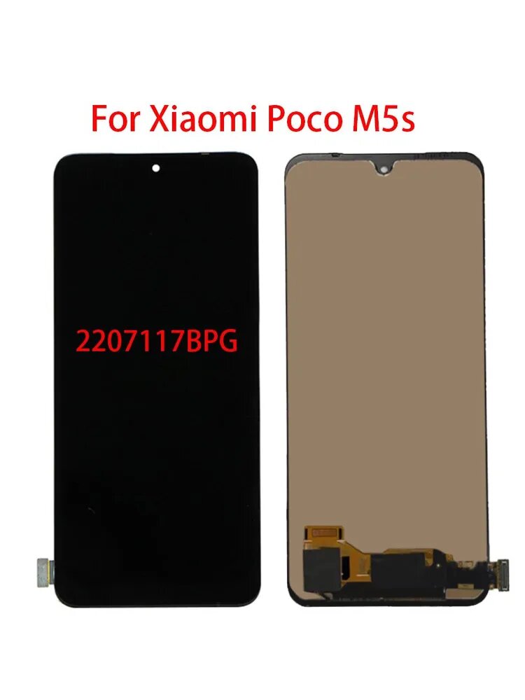 TFT Дисплей на Poco M5S в сборе с тачскрином Черны