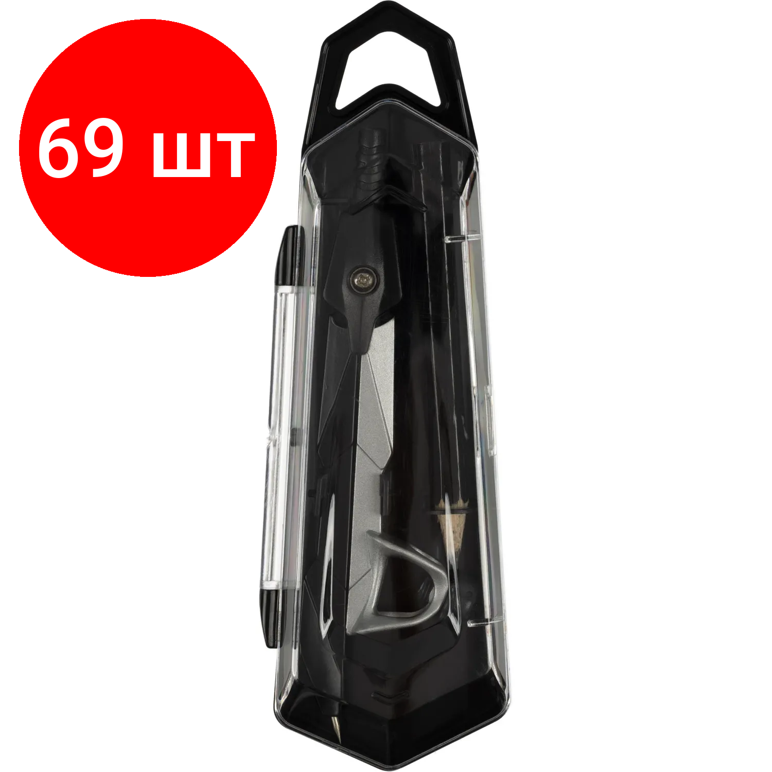 Комплект 69 упаковок, Готовальня Attache BF-BX4 2пр/наб, циркуль 122мм, сер+черн, пл. пенал, европодв