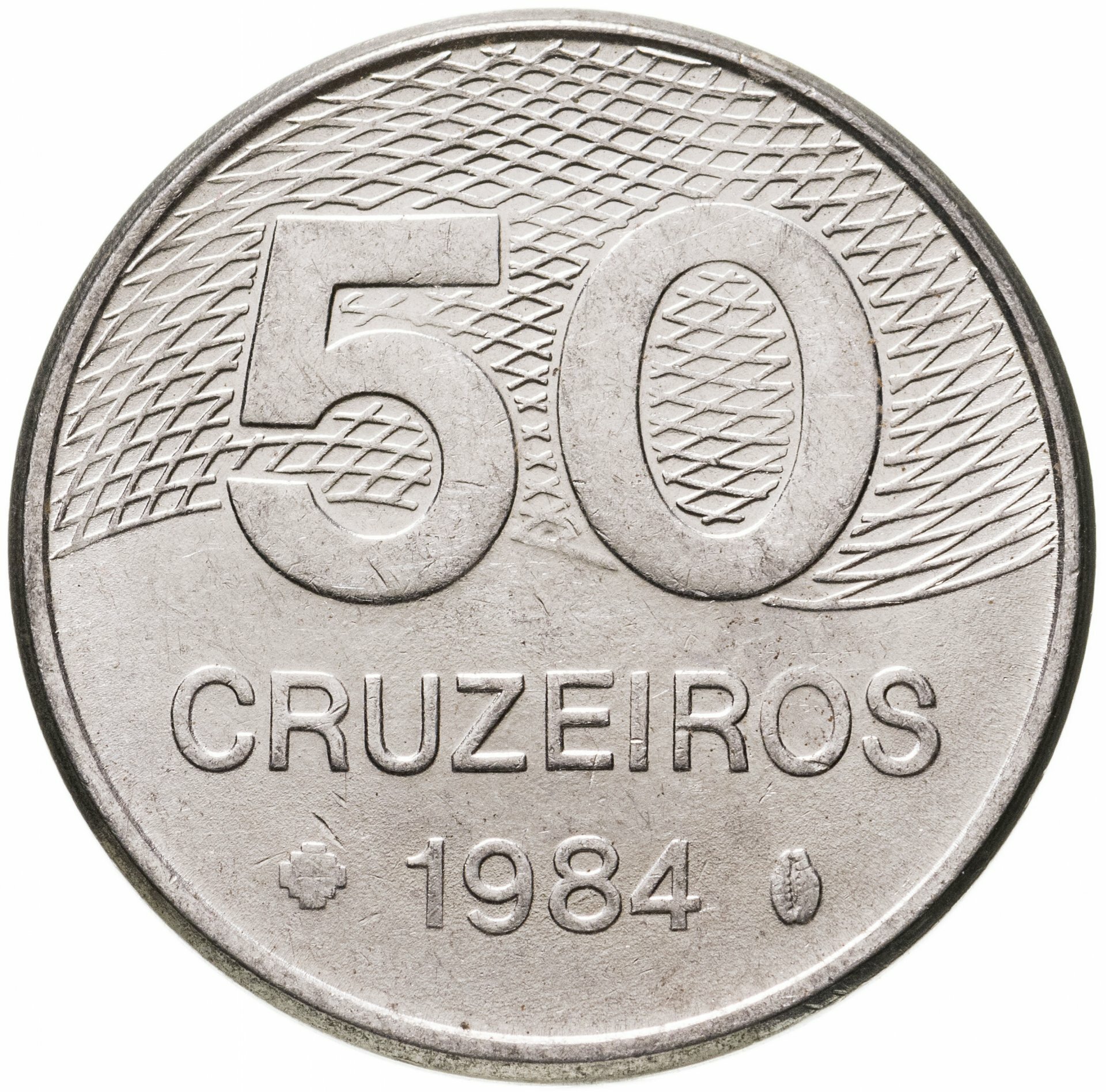 50 крузейро cruzeiros 1984 Бразилия, Сталь, в сохранности AU