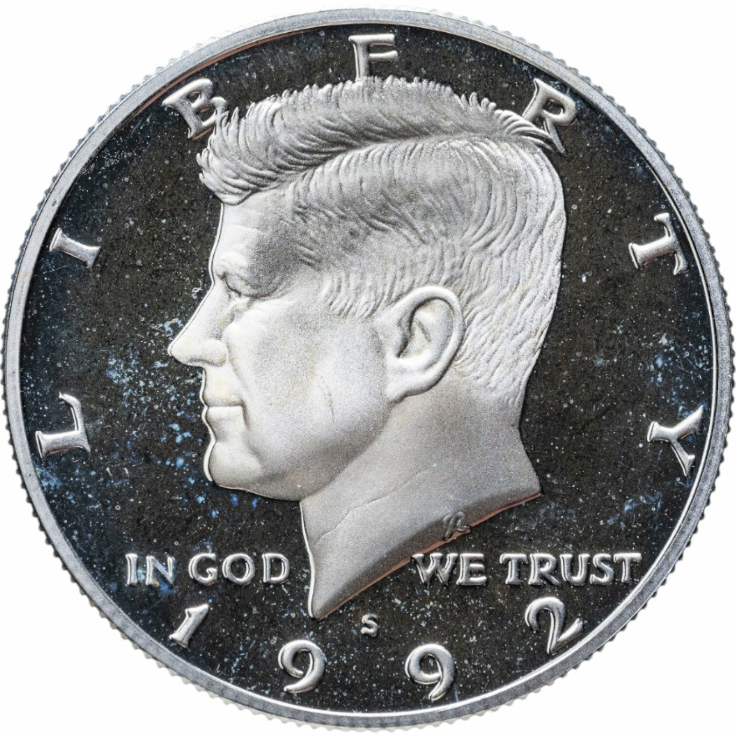 США 50 центов 1/2 доллара, half dollar 1992 Proof Kennedy Half Dollar Кеннеди знак монетного двора "S" - Сан-Франциско, Серебро 900