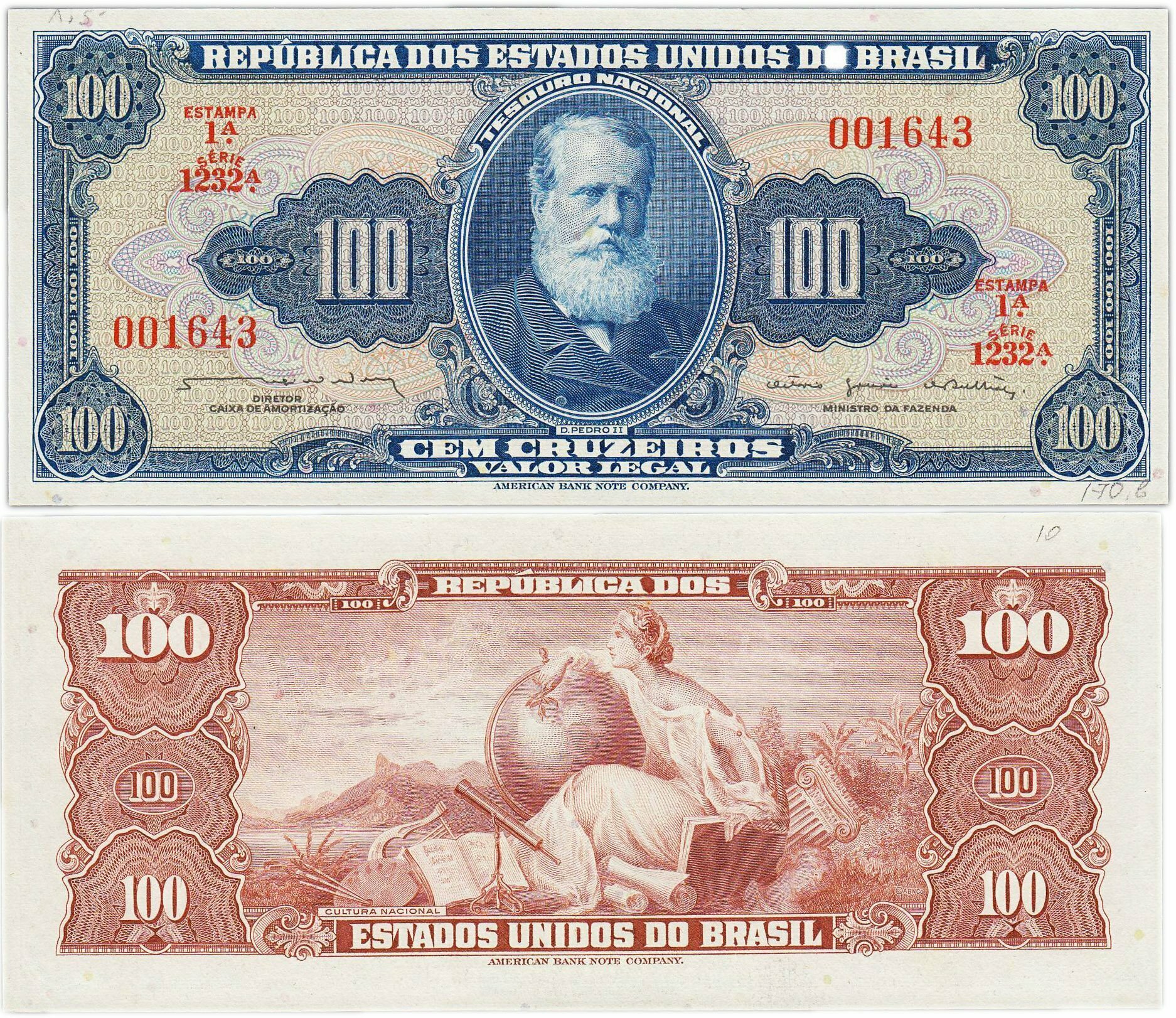Бразилия 100 крузейро 1964 пресс
