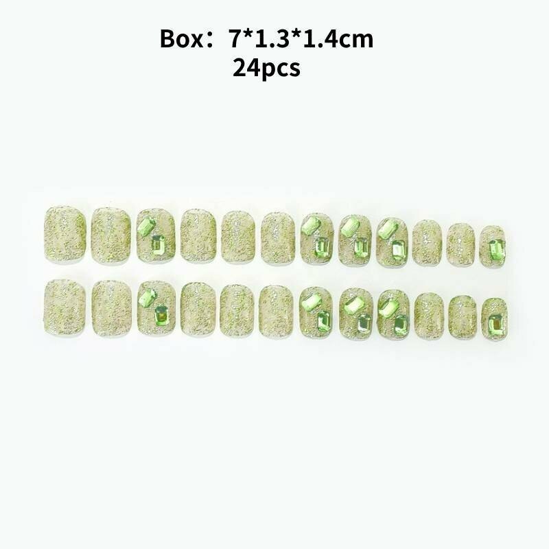 Лаки для ногтей shiny green gemstone nail wraps, гель и желе, зеленый, 24 шт