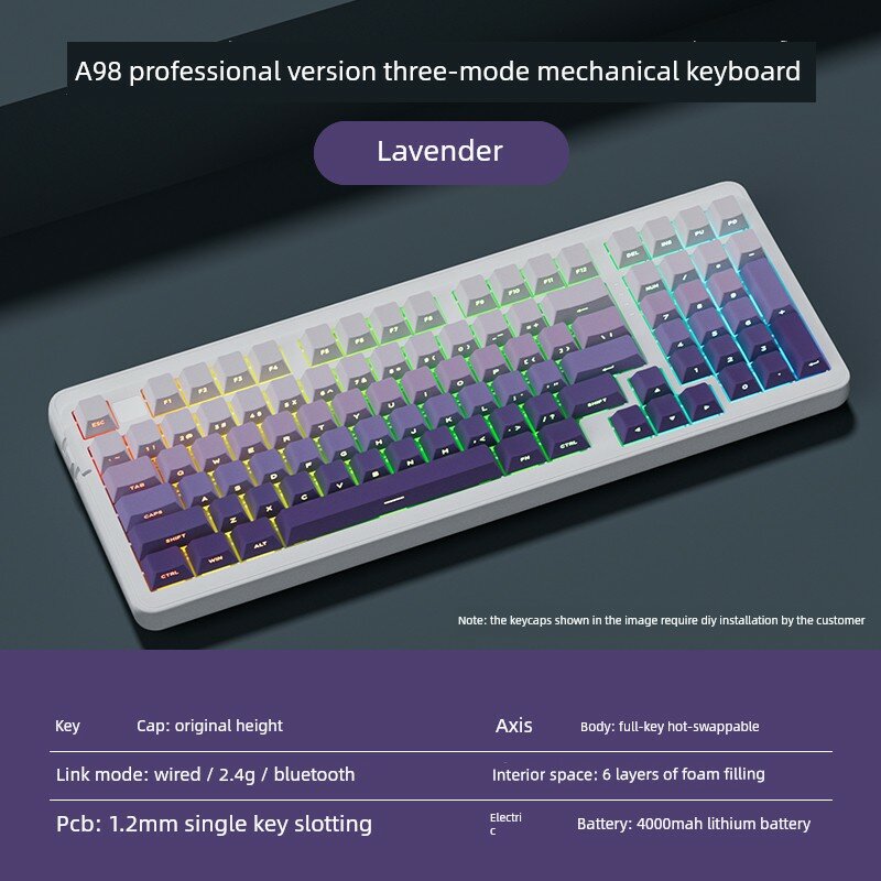 Механическая беспроводная клавиатура Daryou A98 Professional Edition с боковой гравировкой, настраиваемая, RGB, с