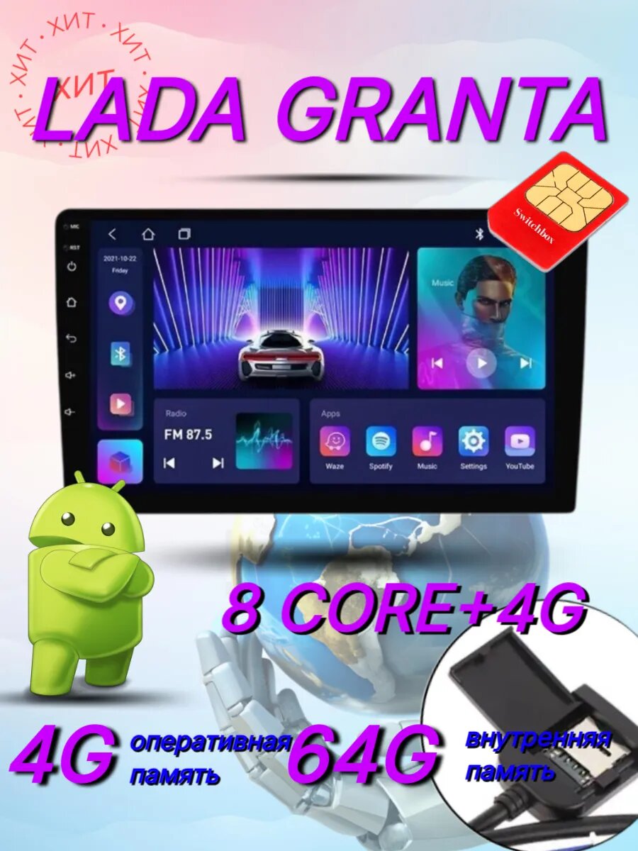 Магнитола Лада Гранта 2011г-2018г, 4g32g 4G LTE c GPS WI-FI.