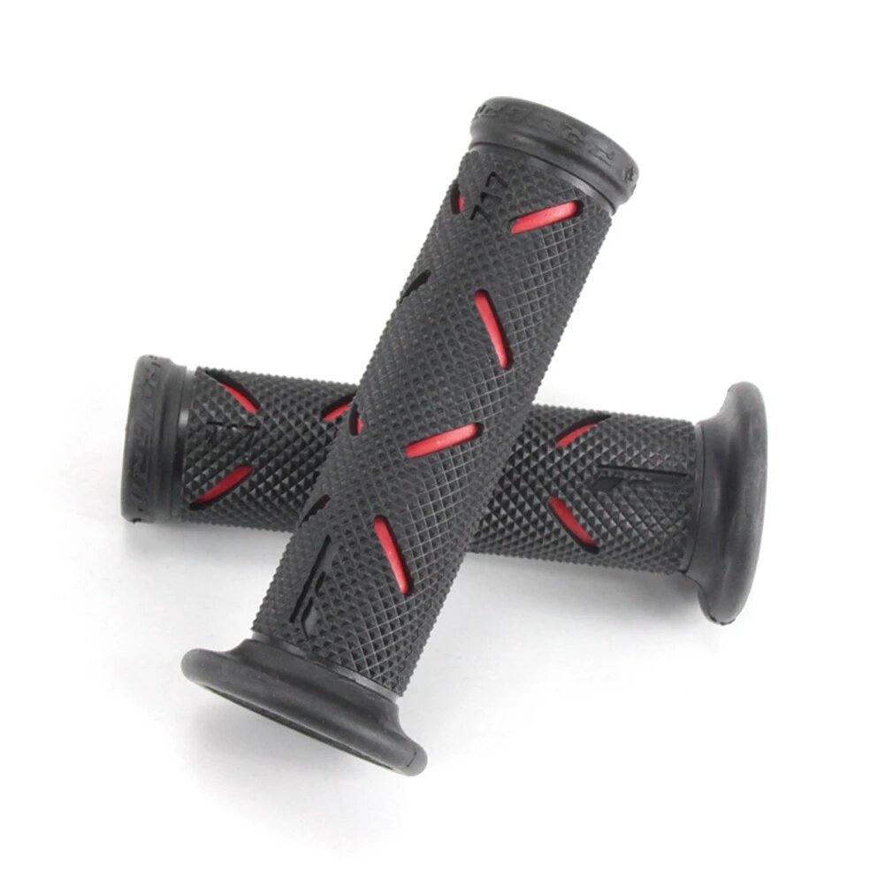 22 мм универсальный руль мотоцикла, ручки для мотоцикла, резиновые аксессуары для модификации, мото ручки для Honda Suzuki Ducati Benelli Черный, Black Red