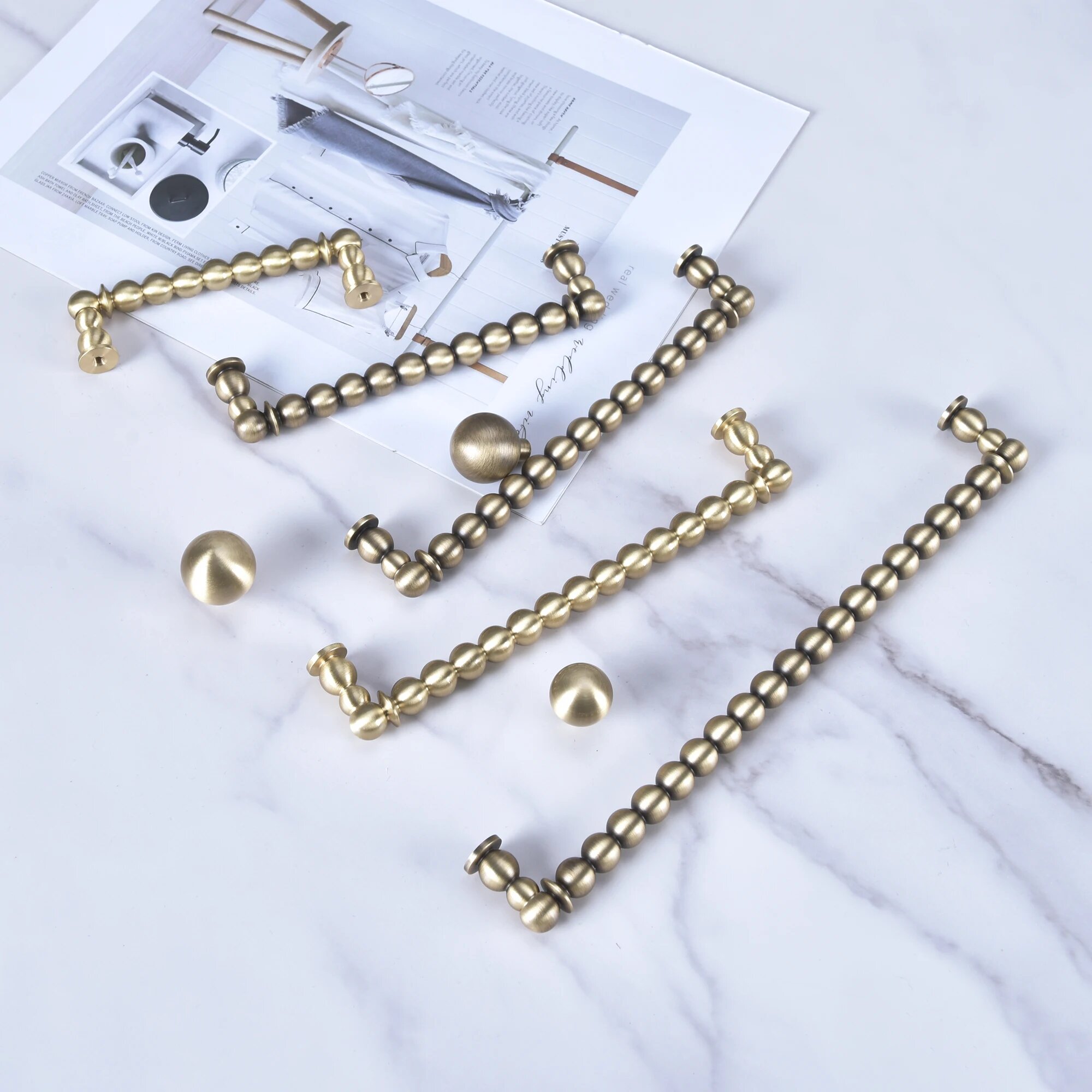 Латунные ручки для шкафов, круглые шариковые, 1 штука 128mm hole centers