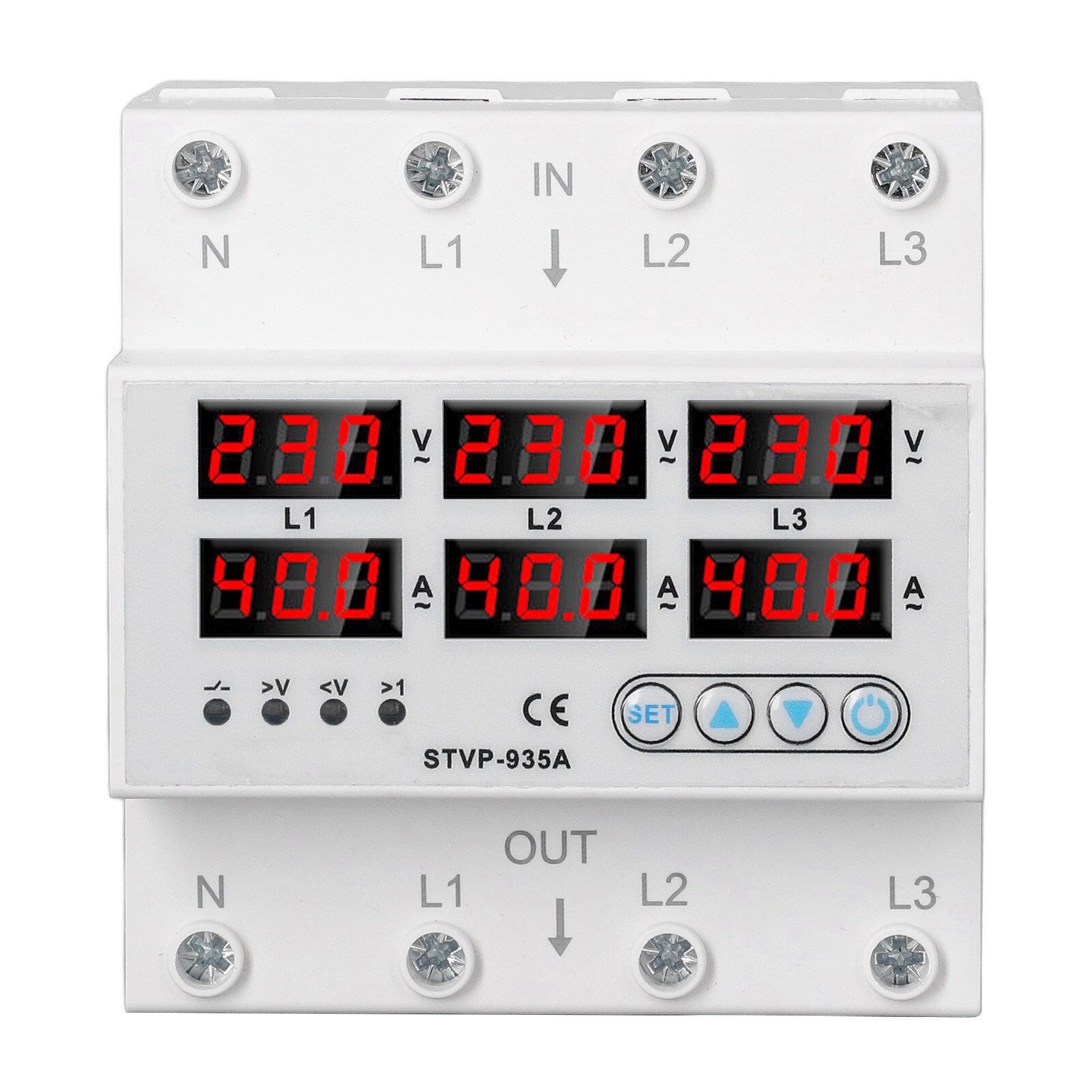 Регулируемое напряжение тока, 3 фазы, цифровой дисплей, автоматическое восстановление напряжения, реле защиты AC220, 380 В, 40 А, 1-40 А