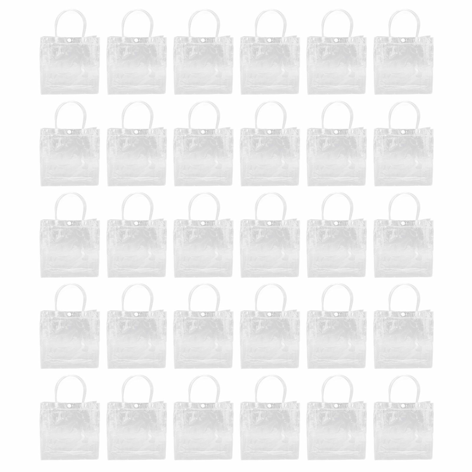 30 шт. прозрачных подарочных пакетов из ПВХ с ручками, многоразовые сумки-шопперы для покупок, розничной торговли, бутиков, бизнеса, свадьбы, дня рождения, вечеринки 20x20x8 см