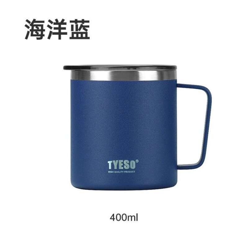 TYESO Синяя Кружка с Ручкой, Изолированная, 400 мл, Подходит для Офиса и Путешествий