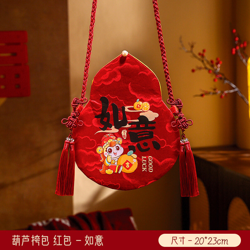 2026 Новогодние тканевые красные конверты, креативные кроссбоди, красные пакеты, год лошади, новогодние детские красные конверты