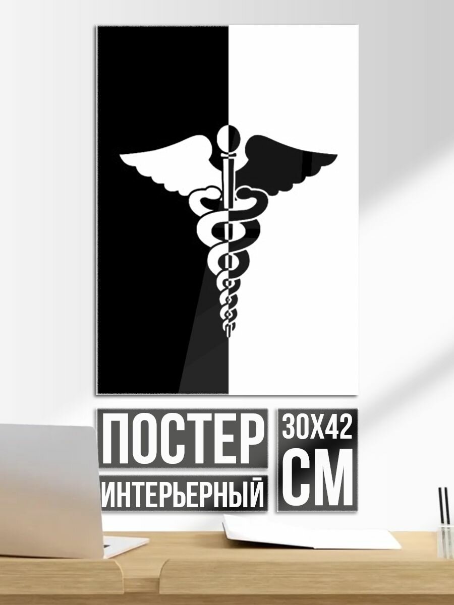 Постер на стену Кадуцей - жезл Гермеса